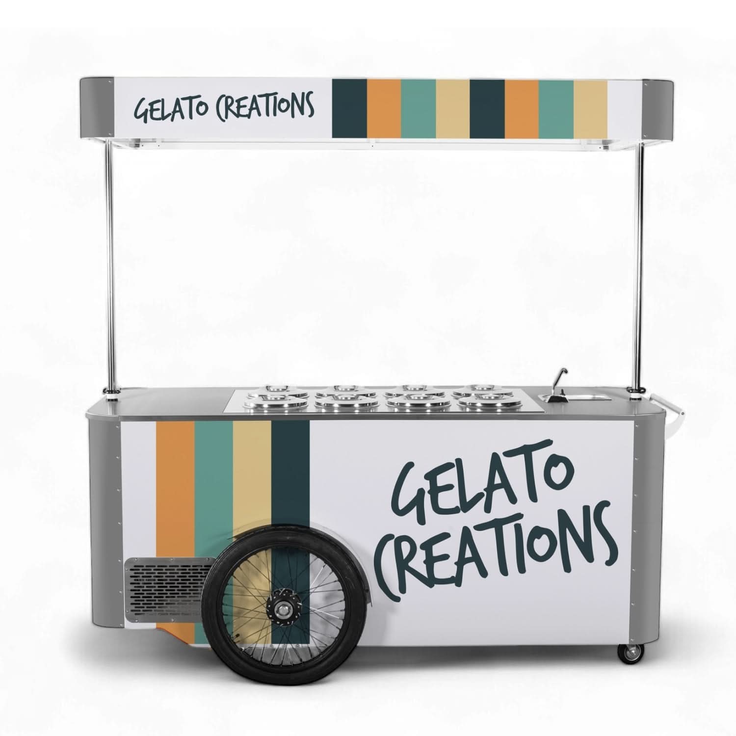Gelato Cart XL | Mobile Gelato Cart & Bicycle Trailer with Pozzetti Freezer
